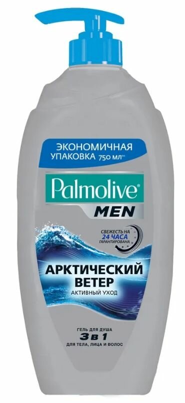 Palmolive Гель для душа мужской 3в1, Активный уход Арктический ветер, 750 мл