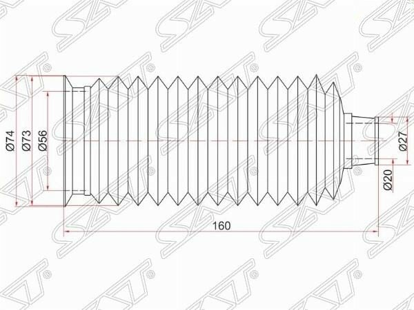 Пыльник рулевой рейки SAT ST-45535-60010 TOYOTA LAND CRUISER/LEXUS LX470 98-07 LH RH