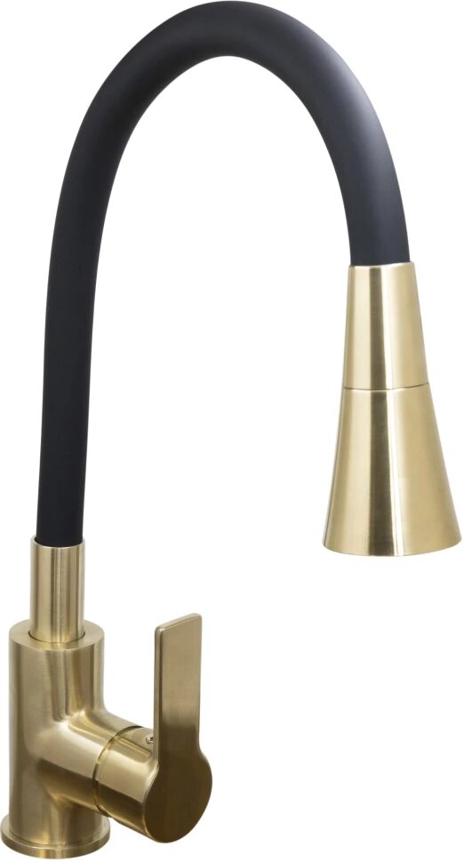 Смеситель для кухни Stella Polar Тулуза S3865-2 SP-00001982 с гибким изливом, золотой матовый/черный