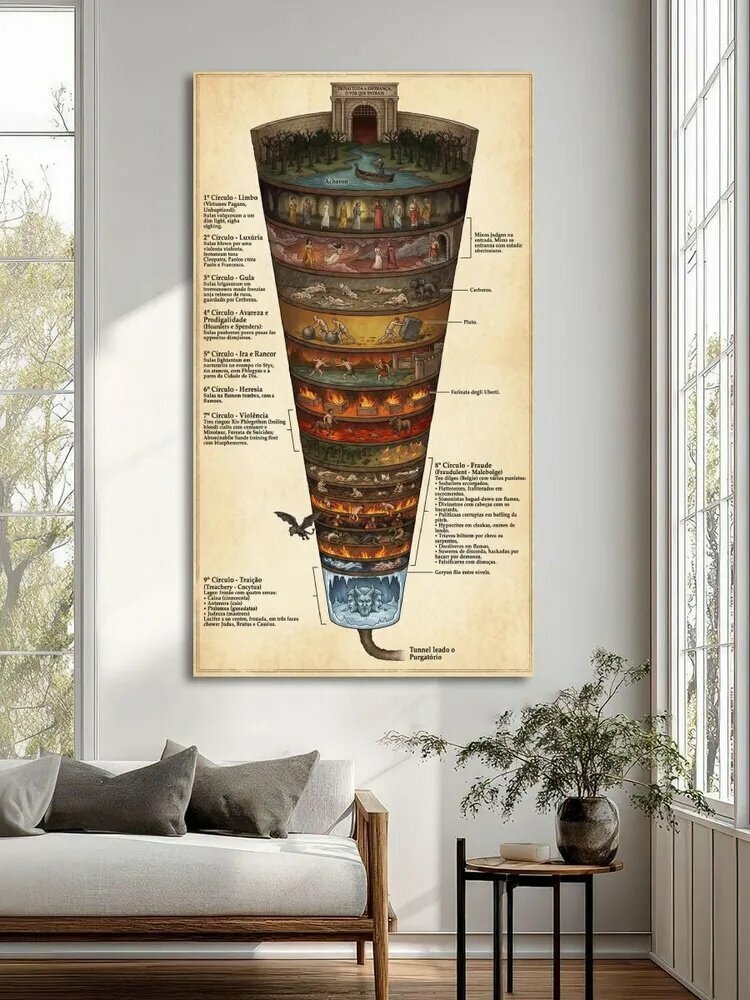 Картина "Картина на холсте - Инферно Данте, 50 х 90CM" 50x90 см