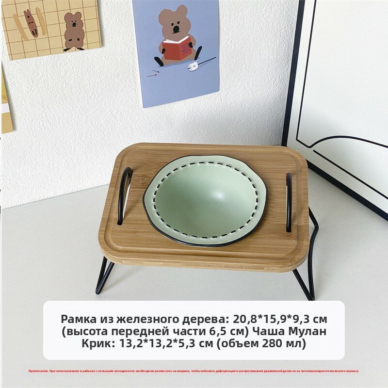 Керамическая миска для домашних животных, миска для питья, универсальная двойная миска, защита шейного отдела