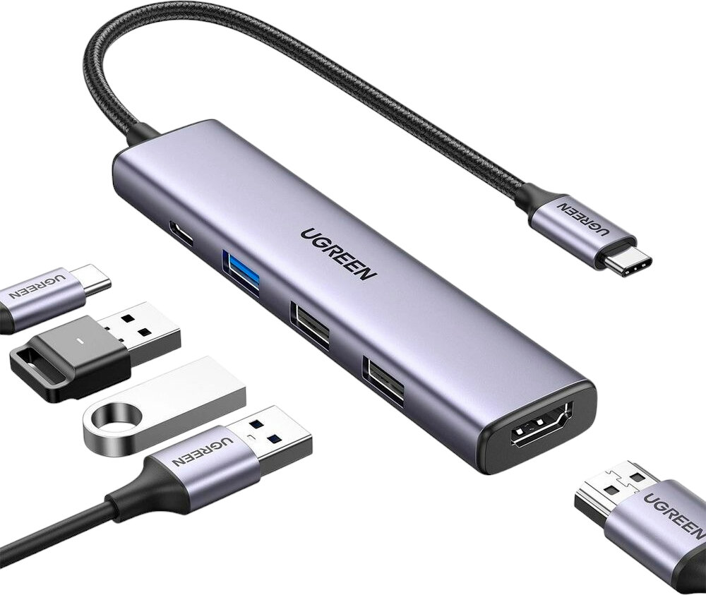 USB-разветвитель Ugreen CM478 (15495), к ноутбуку: USB Type-C, Разъем USB-C для PD Power 100 Вт
