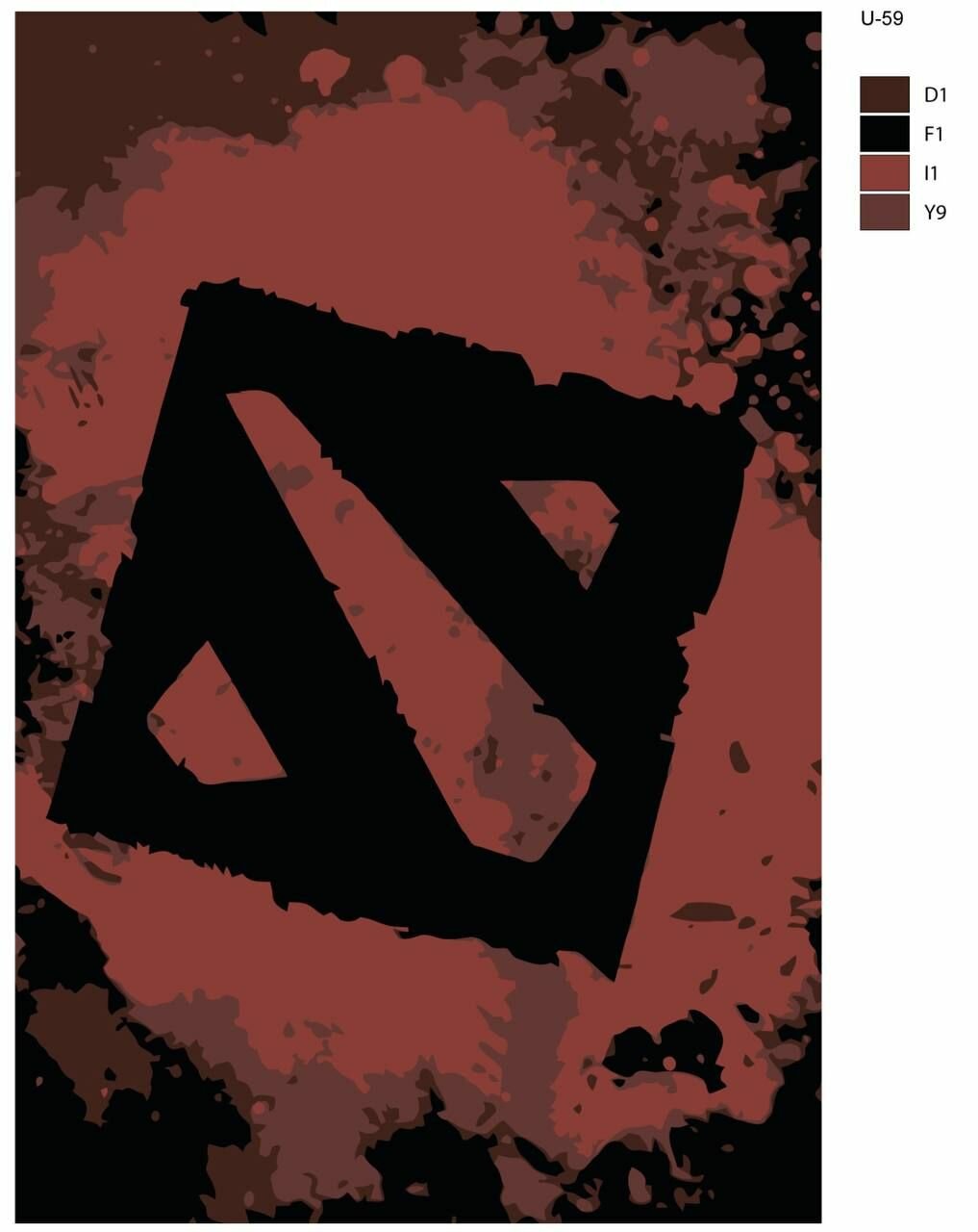 Картина по номерам U-59 "Игра Dota. Логотип игры", 80x120 см