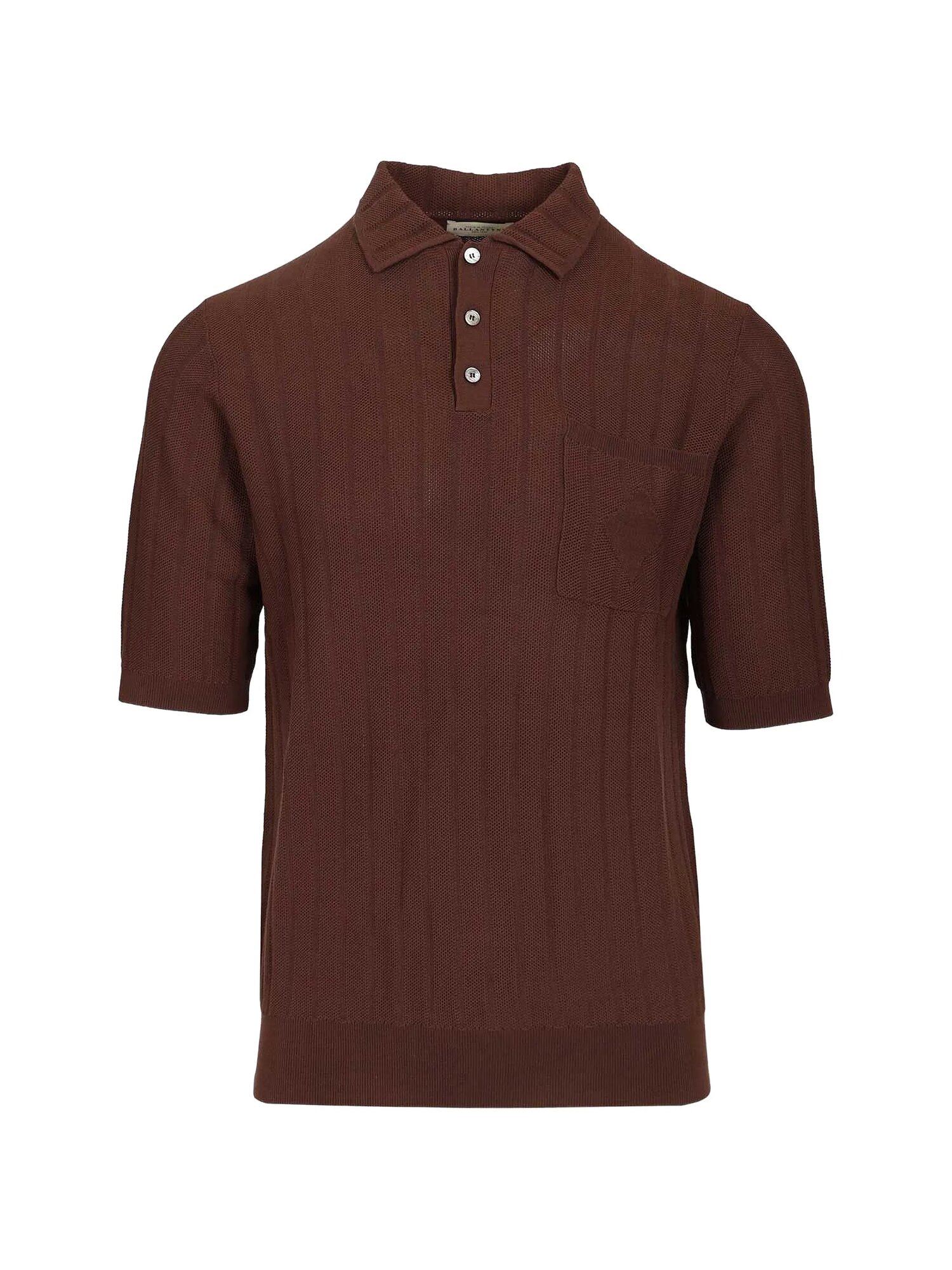 Рубашка Ribbed-knit chest-pocket polo shirt