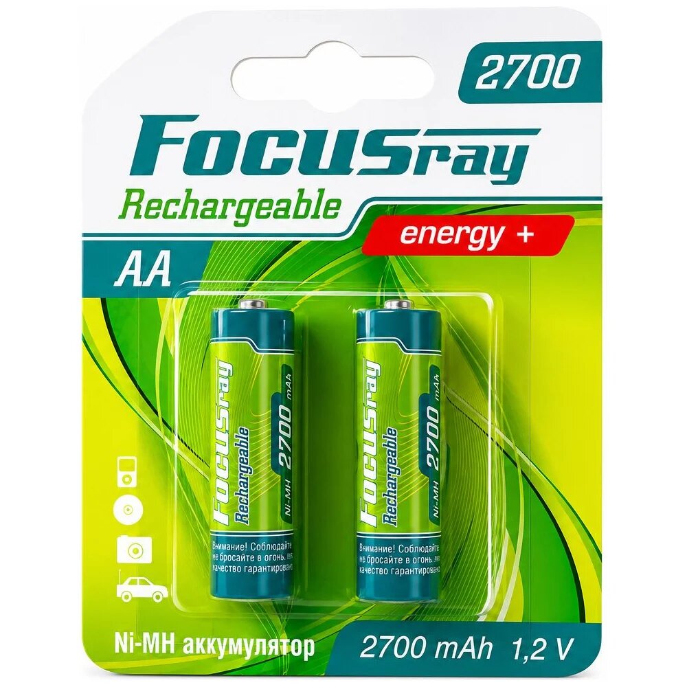 Аккумулятор Focusray AA 2 шт 625846, никель‑металлогидридный, повышенной ёмкости, для бытовой электроники