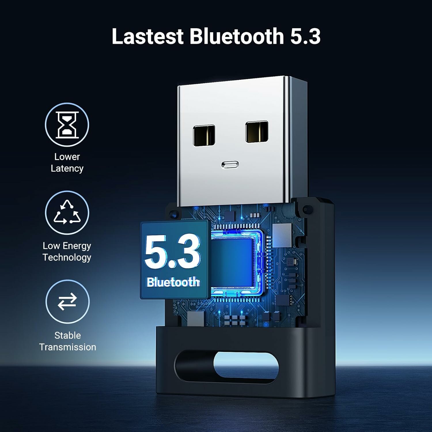 Bluetooth Адаптер Ugreen CM591 USB2.0-A Bluetooth 5.3 чёрный (35995), 20метров