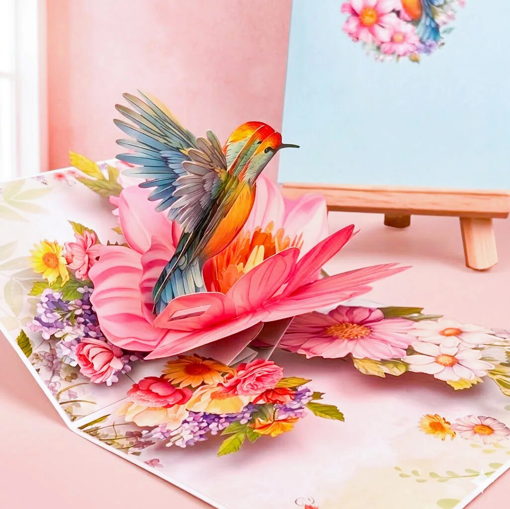 3D открытка-сюрприз parehope Розовый, hummer flower
