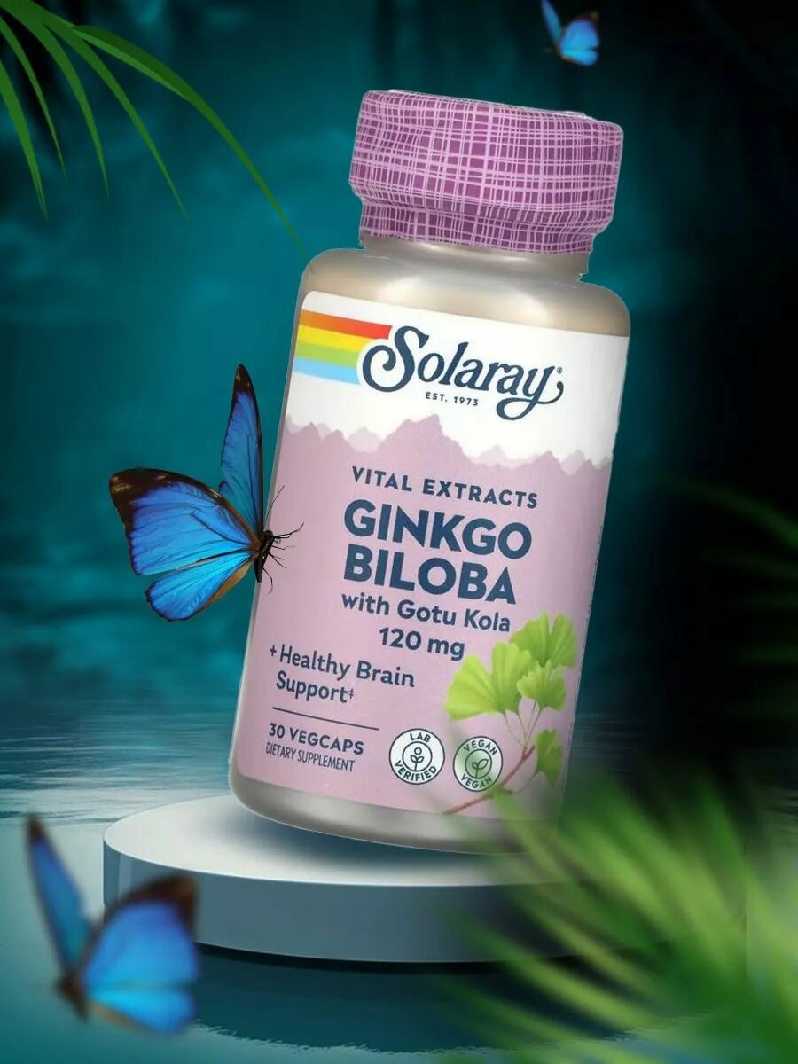 Solaray Ginkgo Biloba 60 EXT NG V 120 капсул 60мг
