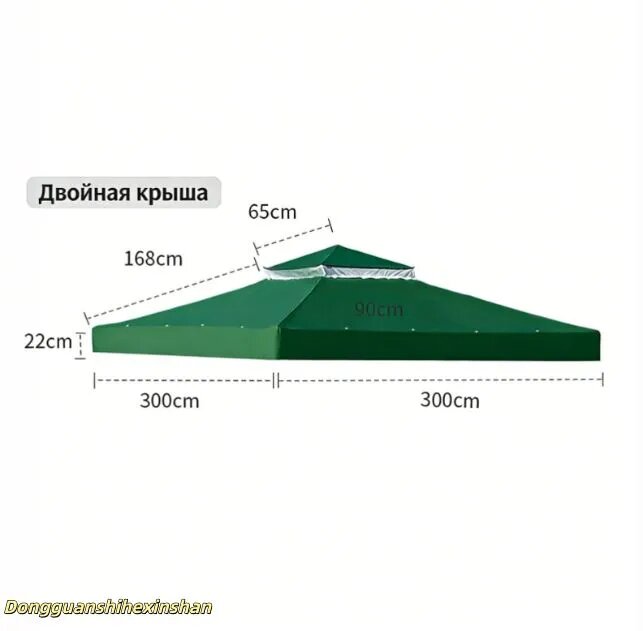 Крыша для беседки 3х3 м, зеленая, ПВХ, двойная, размеры 300х300 см