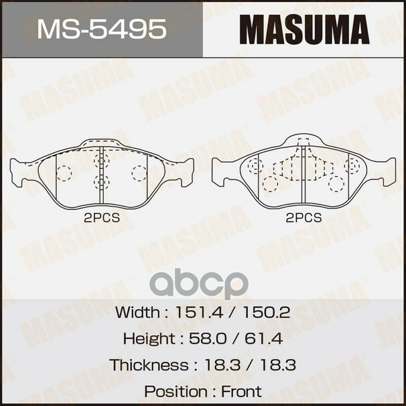 Колодки дисковые MASUMA, AN-686K, NP5008, P24055 front (1/6) Masuma арт. MS5495