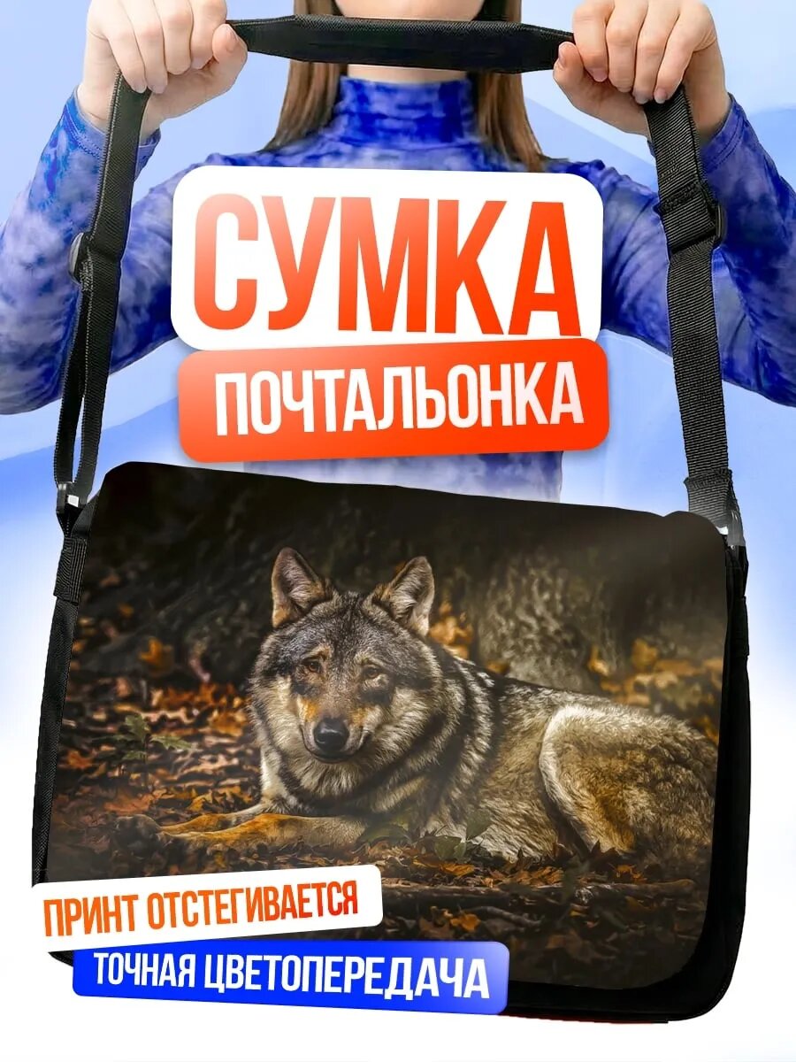 Сумка Лежащий волк в лесу