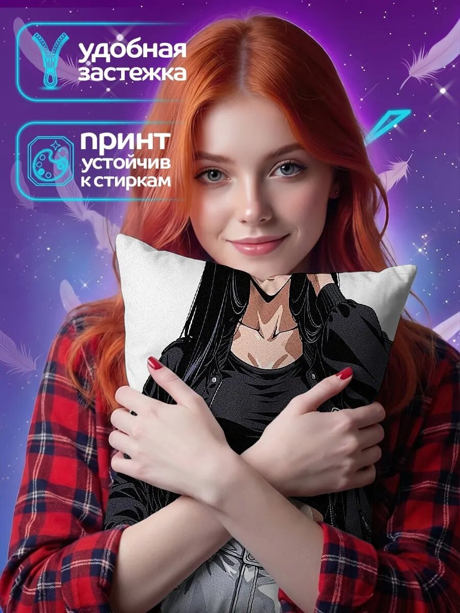 Подушка дакимакура Девушка в черном — фото 1