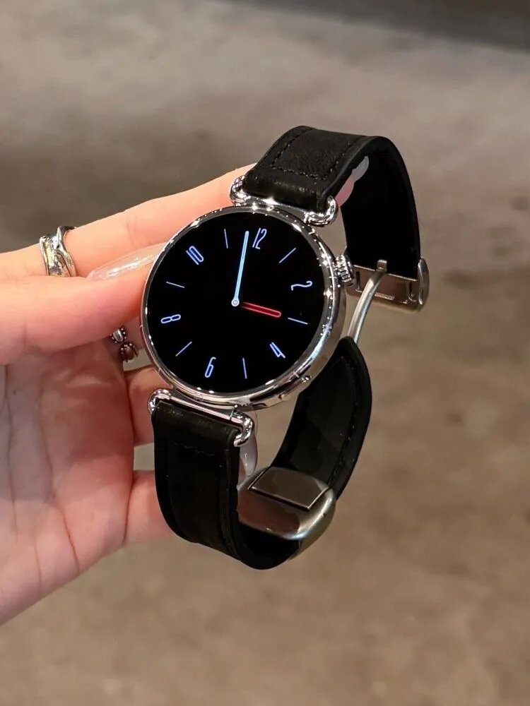 Силиконово-кожаный ремешок для 18мм смарт-часов Huawei Watch GT4/ GT5/ GT6 41 мм, магнитная застёжка, лёгкий и удобный, оригинальный и универсальный