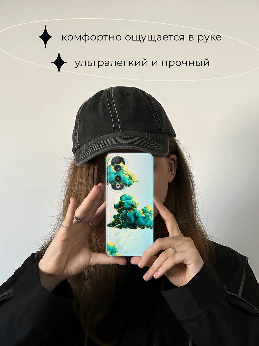 Чехол на Honor 90 / Хонор 90 с принтом Звезды с облаками, прозрачный — фото 1
