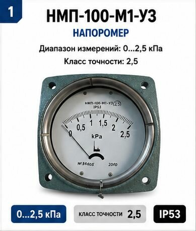 Напоромер НМП-100-М1-УЗ 2,5 кПа к. т 2,5 (2010Г.)