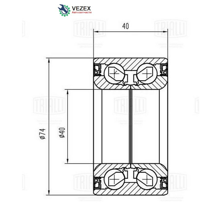 TRIALLI CS 1628 Подшипник ступицы для а/м Skoda Octavia (96-) перед. (CS 1628)