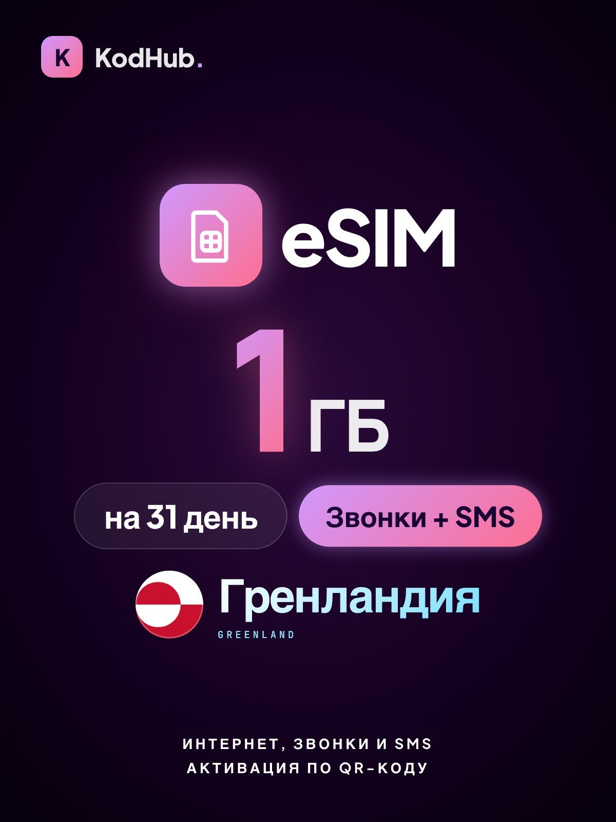 Туристическая eSIM Гренландия 1 ГБ + звонки + SMS на 31 день | связь в поездке без роуминга