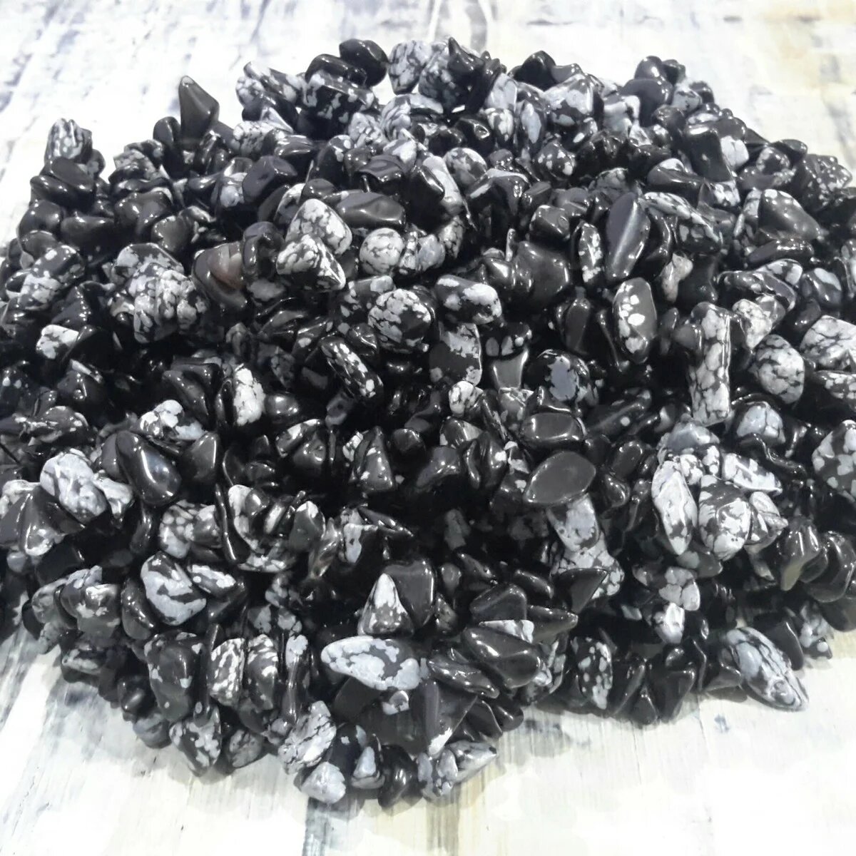 Обсидиан "Снежинка", 3-12 мм, Цвет: 120g