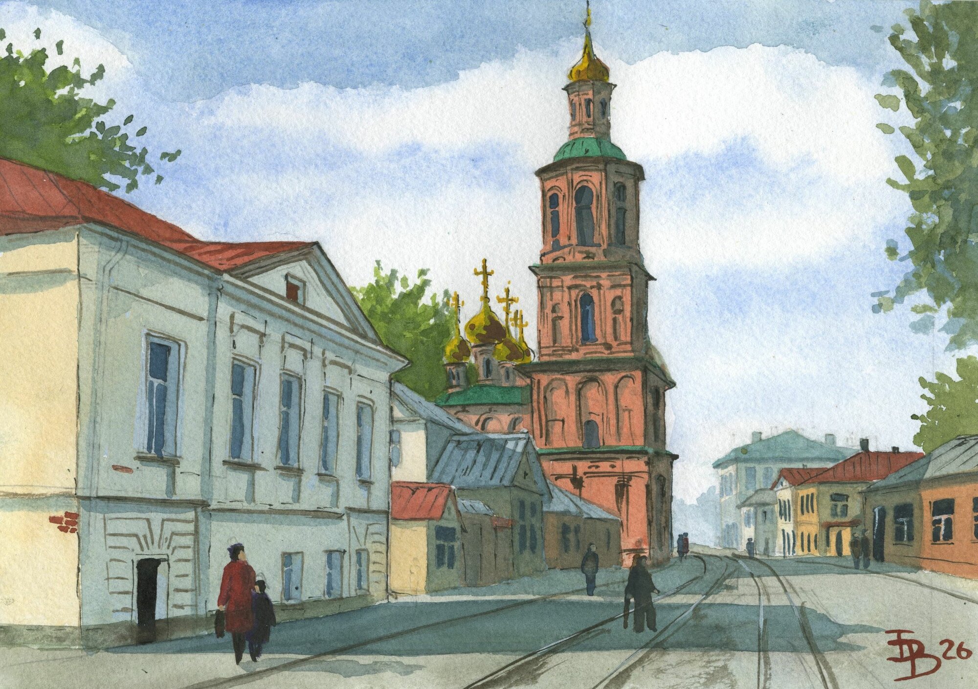 Картина акварельная 21х30 см. Не принт и не распечатка. Авторская. Серия Старая Москва Без рамы и без паспарту