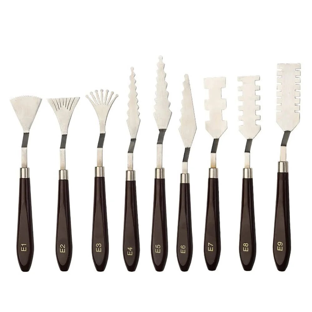 Набор мастихинов 5/9 шт, нержавеющая сталь, для живописи 9pcs 1 set