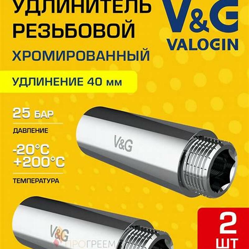 Удлинитель хромированный внутренняя/наружная V&G, 3/4" × 40 мм