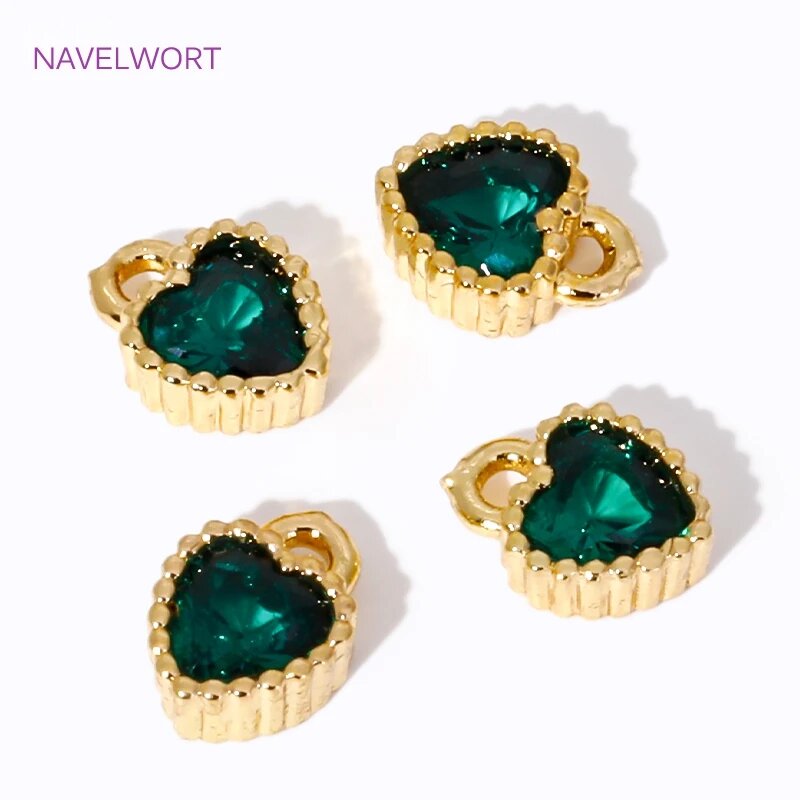 Миниатюрные подвески сердце NAVELWORT из хрустального стекла с позолотой 10 pieces, 18K Gold Plated