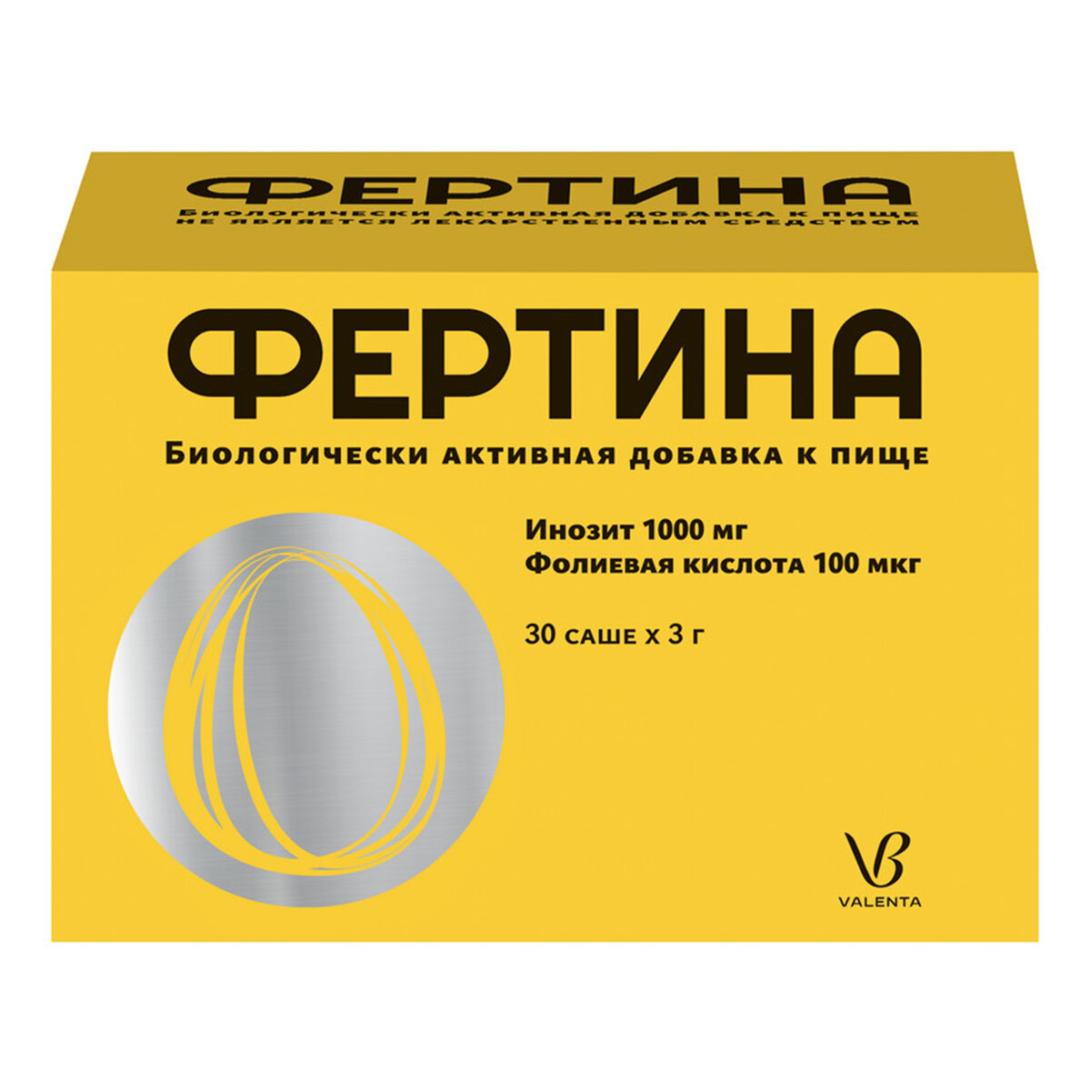 Фертина Инозит, Фолиевая кислота, БАД, 3 г, 30 пакетиков-саше