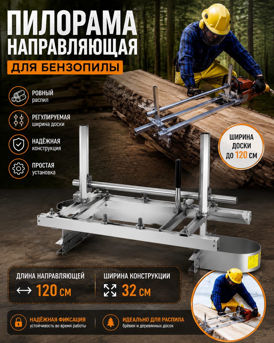 Профи-держатель для бензопилы! Быстрая распиловка досок + защита от вибрации, стальная рама
