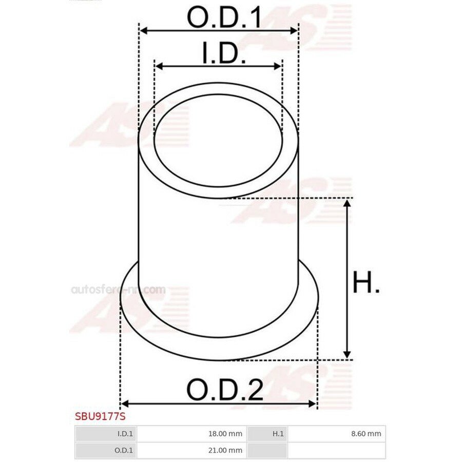 AS SBU9177S Втулка стартера/генератора 18X21X8.6 AS-PL: MC01241, S9272, DENSO: 4280000150, 4280000151, 4280000152, HYUNDAI / KIA: 031114300