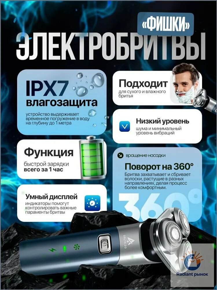 Электробритва 电动剃须刀121, синий — фото 1