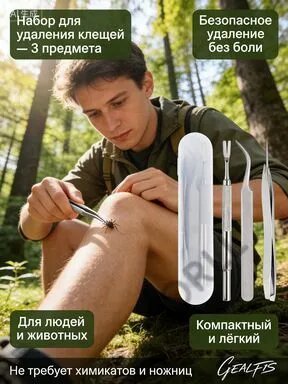 Набор для удаления клещей и насекомых, 3 предмета, универсальные инструменты для безопасного извлечения клещ