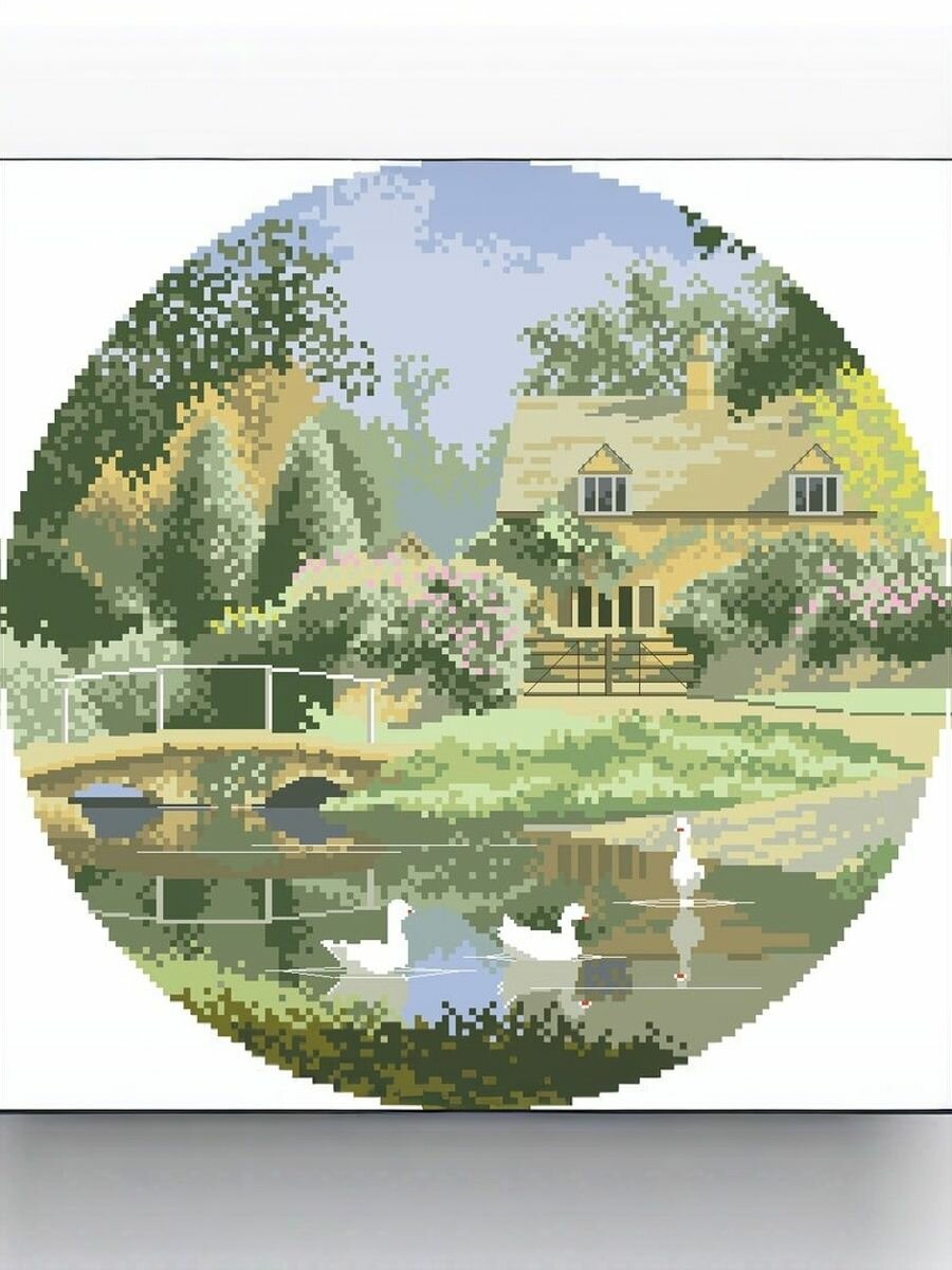 Bышивка крестиком для начинающих Amishop "Ручейная утка", 14CT Aida, 25 x 25 см, 140x140 стежка, 27 цветов, 100% хлопок