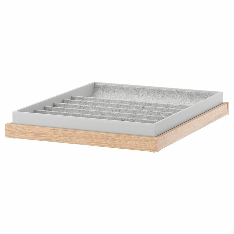 Выдвижная полка с вставкой IKEA KOMPLEMENT, имитация дуба выбеленного морилкой, 50x58 см 192.495.19
