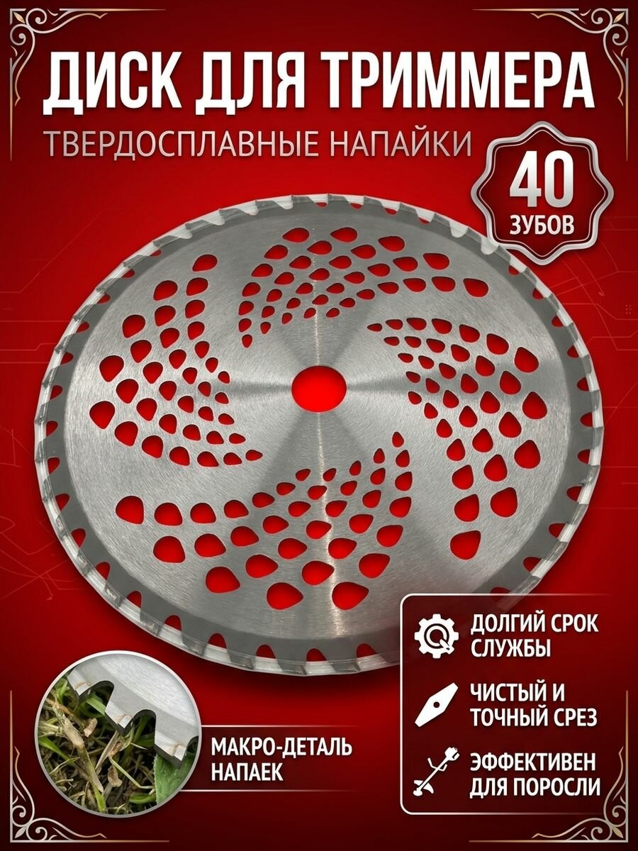 Диск / нож для триммера с твердосплавными напайками 40