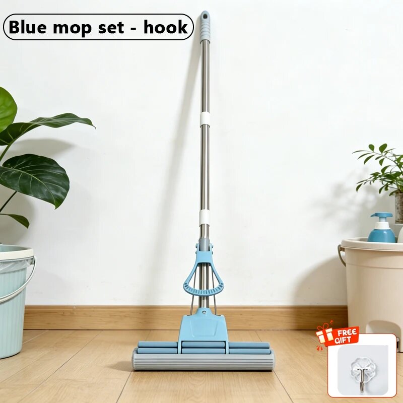 Швабра-ролик GQHOME хлопковая Blue mop set - hook