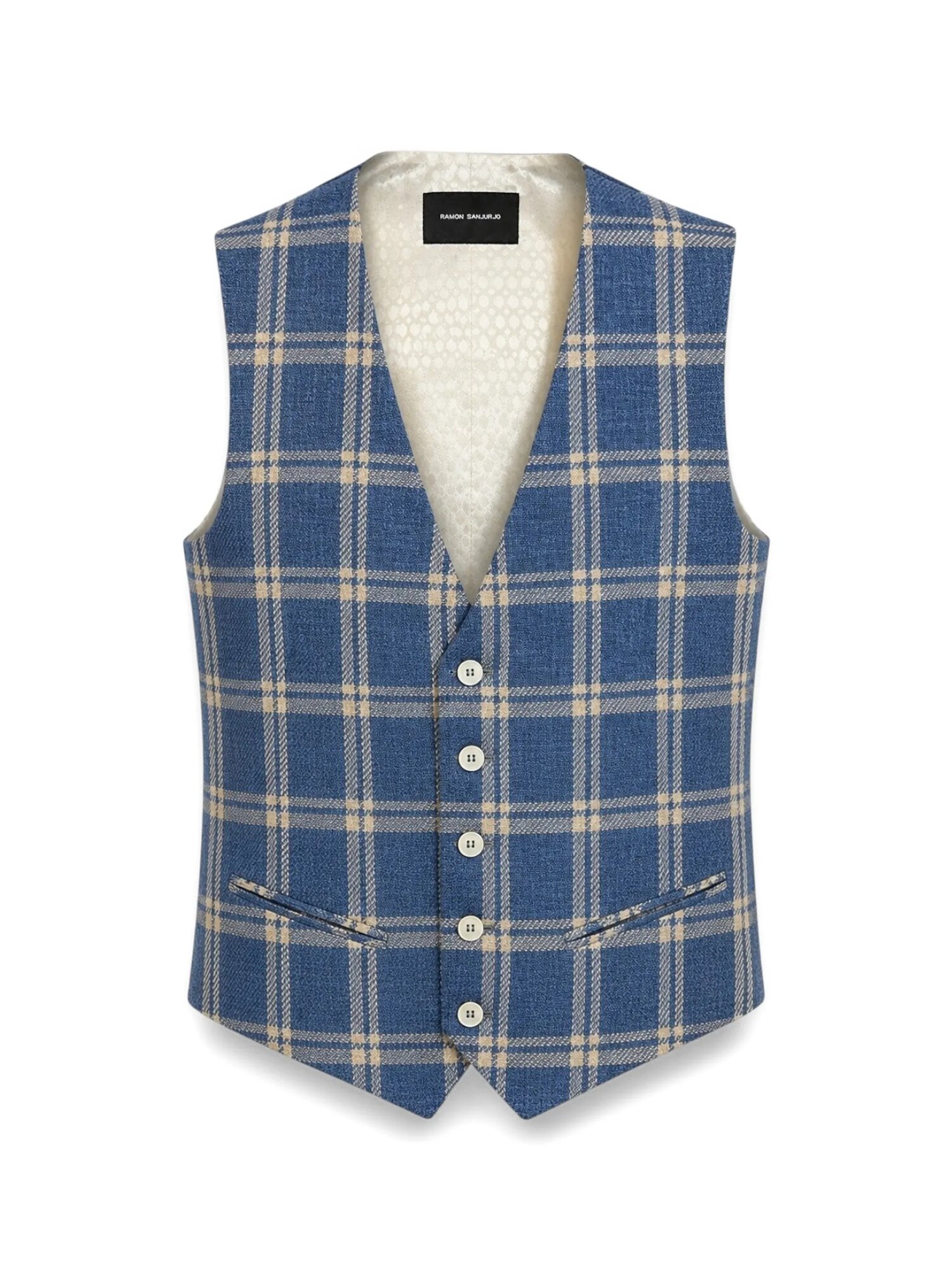 Пальто Ramon Sanjurjo Check-pattern waistcoat, размер 48, blue — фото 1