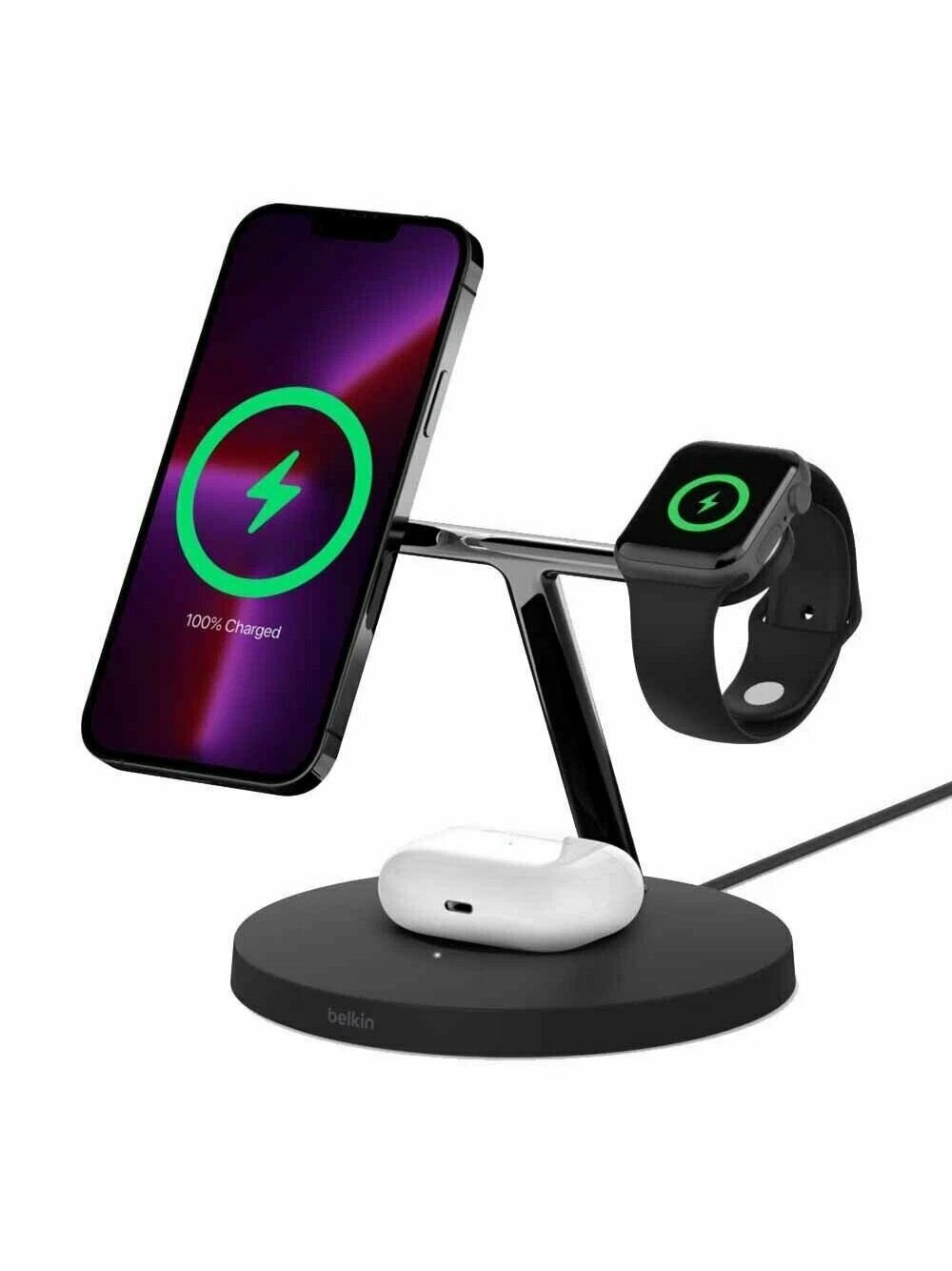 Беспроводные зарядное устройство Belkin Boost Charge Pro 3-в-1 с MagSafe, 15W черный
