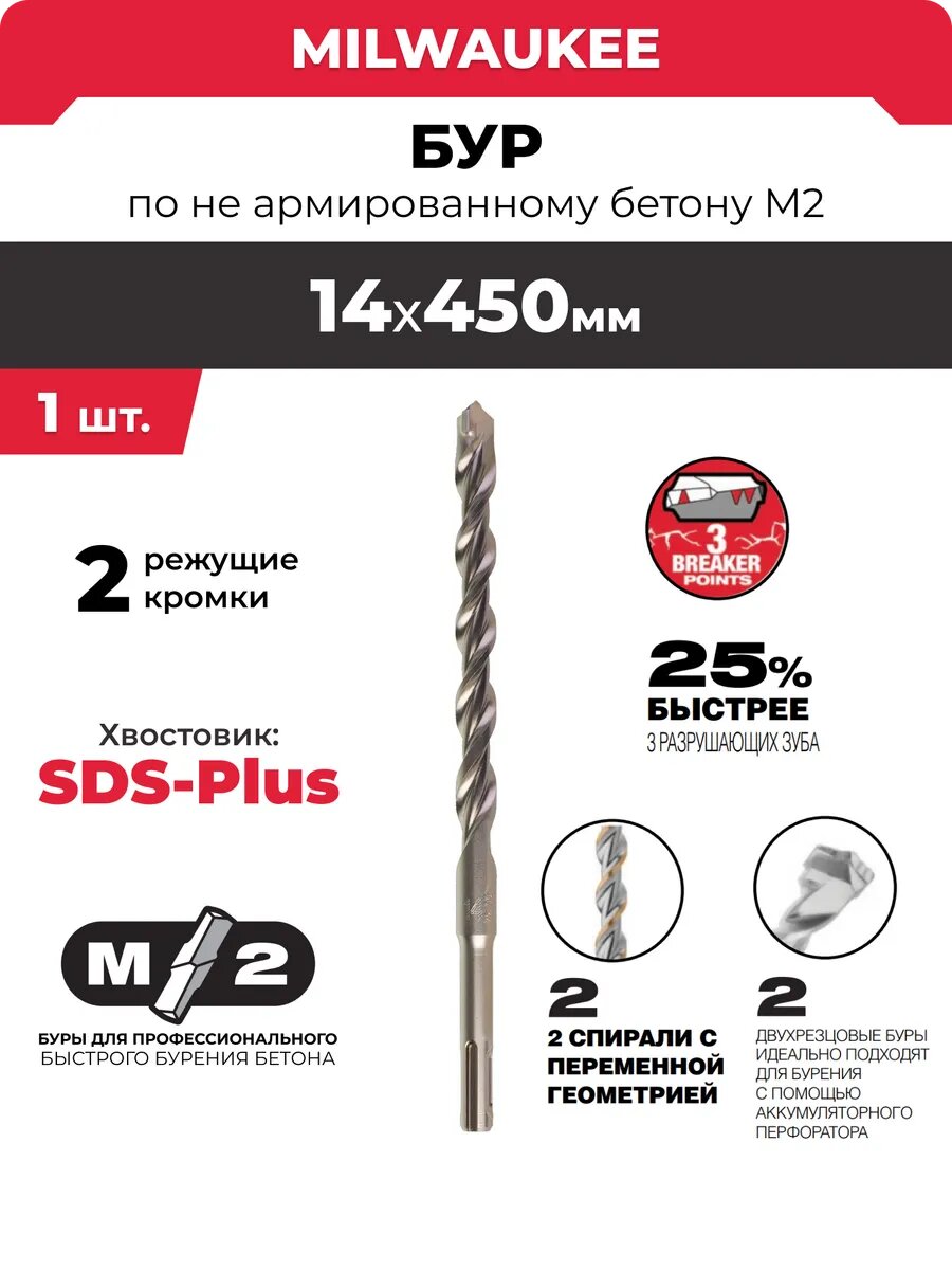 Бур SDS+ M2 14x450, 4932307088