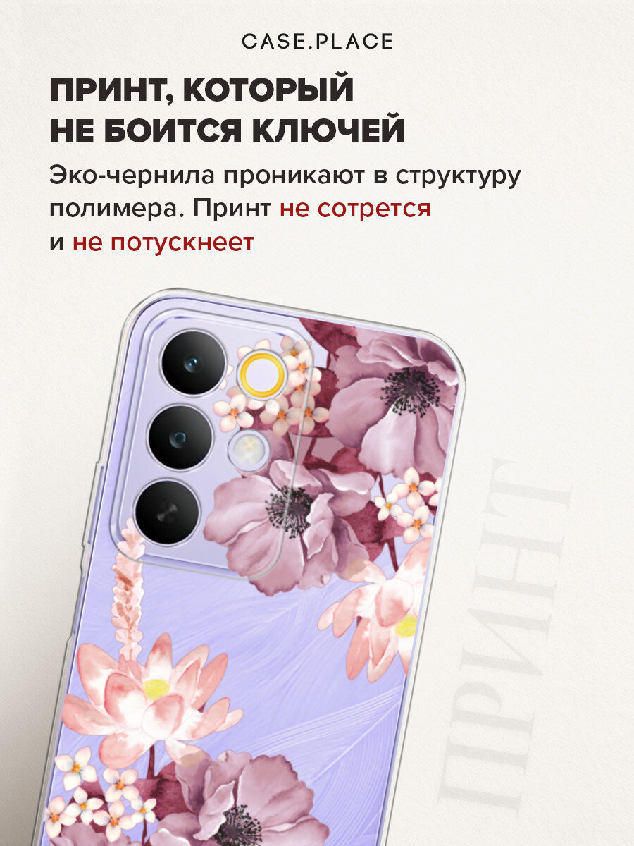 Силиконовый чехол на Realme C85 / Реалми C85 с принтом Розовые анемоны — фото 1