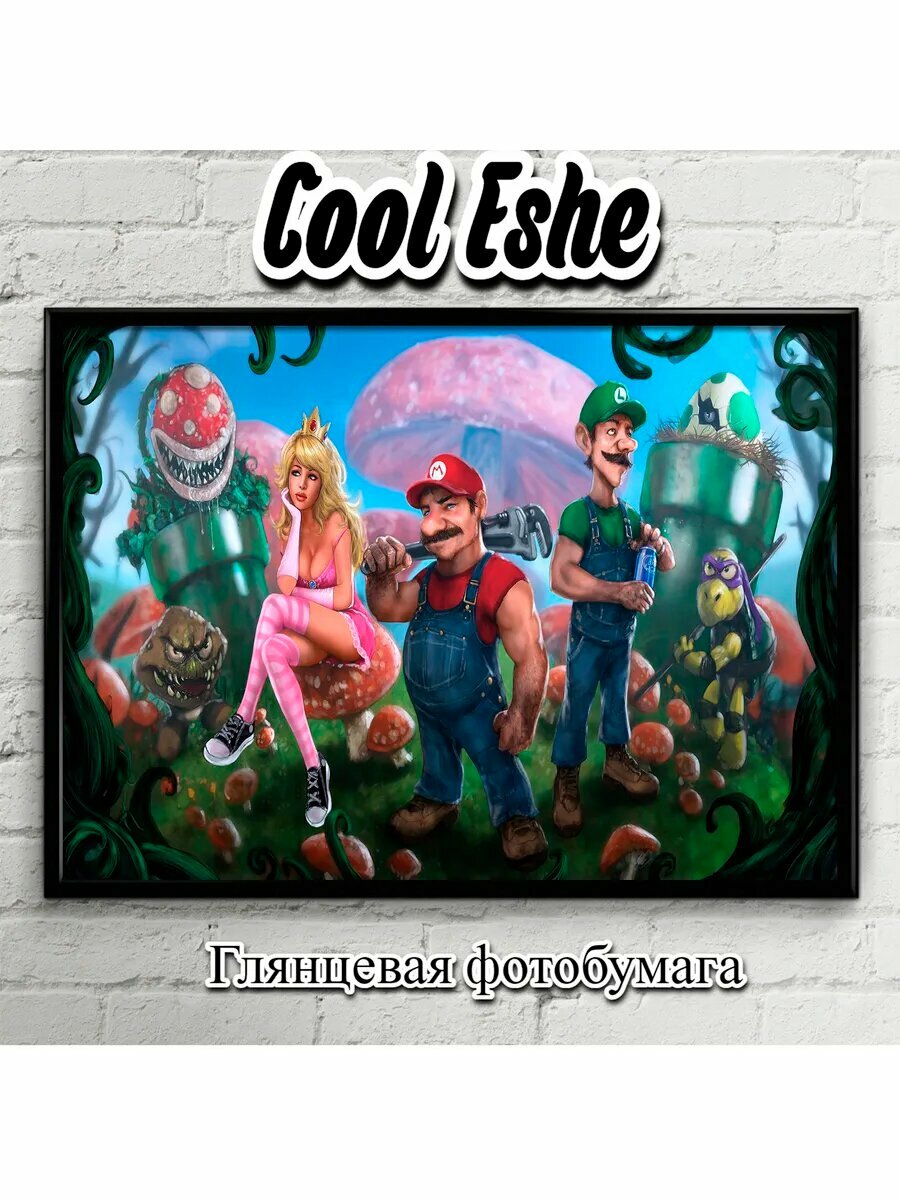Плакат "princess peach goomba luigi" А4