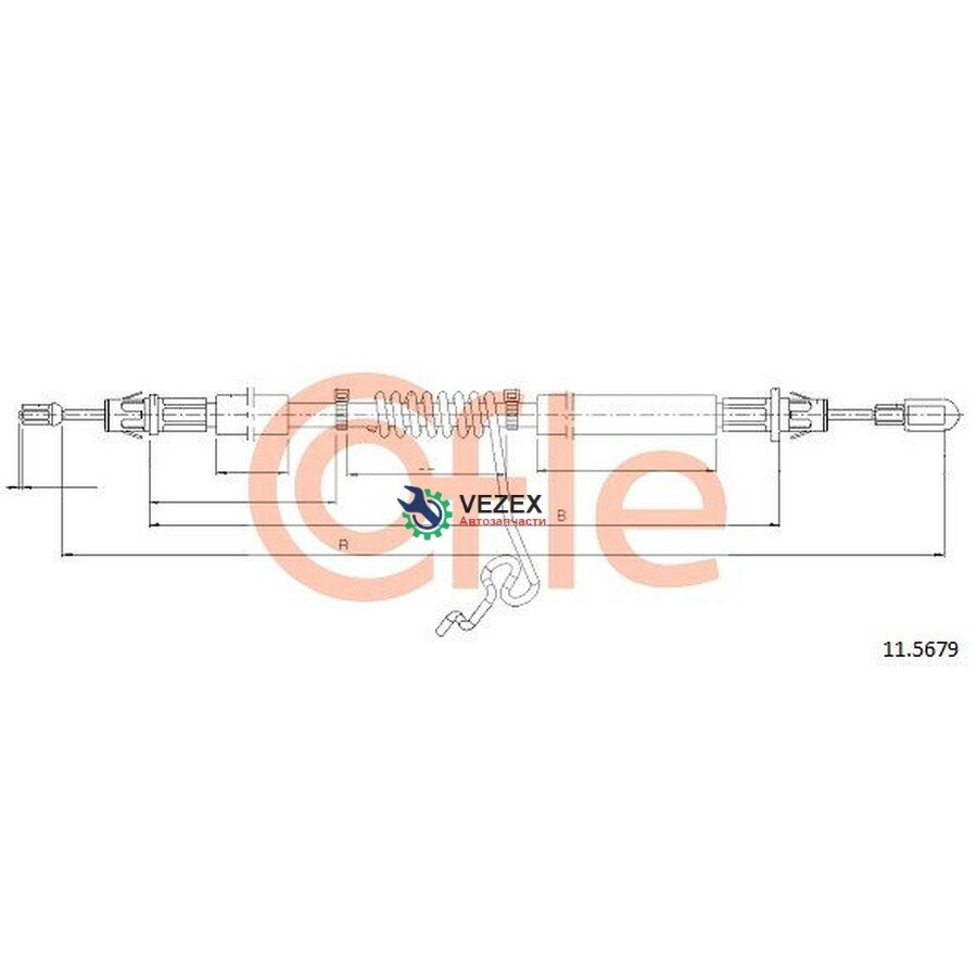COFLE 92115679 трос ручника задний правый! L1266/1066\ Ford Transit 06>