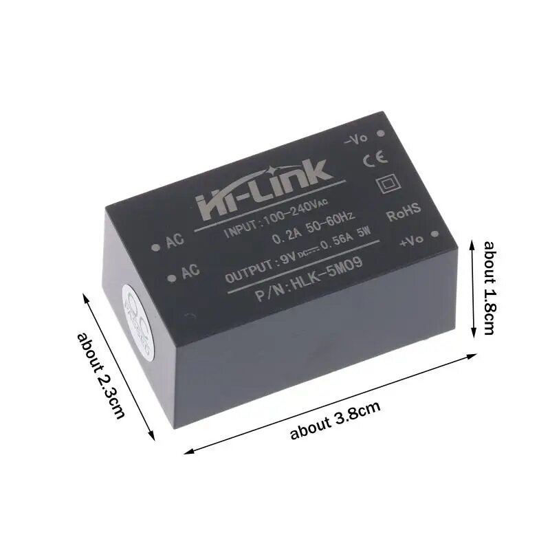 Hi-Link HLK-5M09 блок питания 9V/0.5A 50-60Hz 100-240V AC