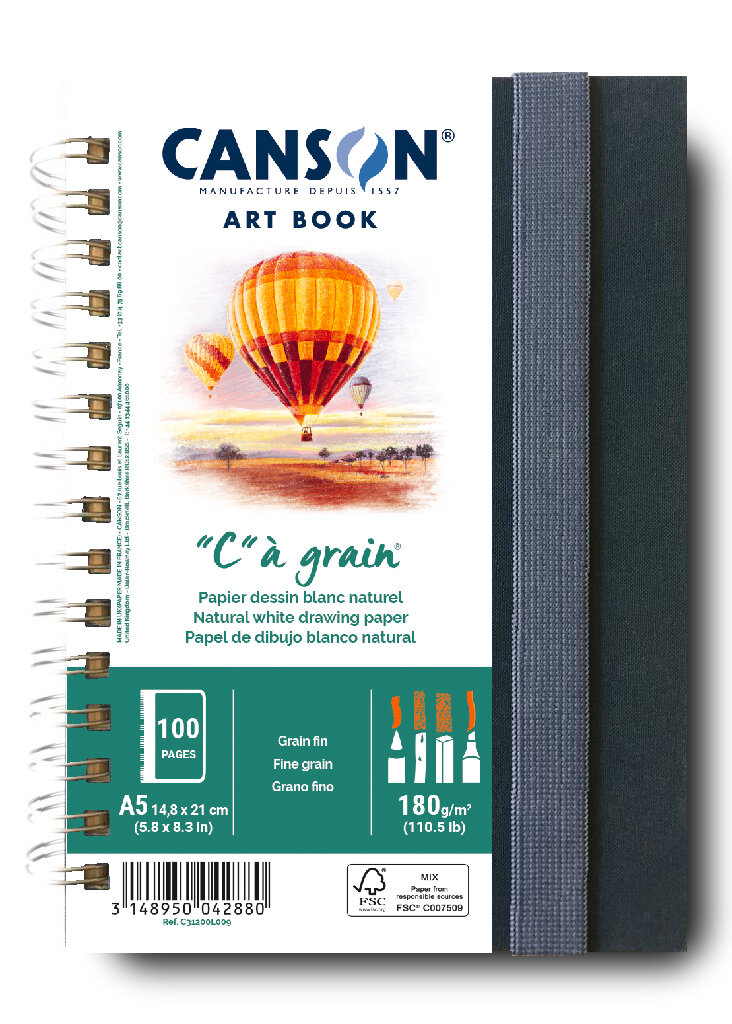 CANSON C A Grain скетчбук для рисования ART BOOK 180 г/м2, твердый переплет, 50 листов А5 14.8 х 21 см, C31200L009