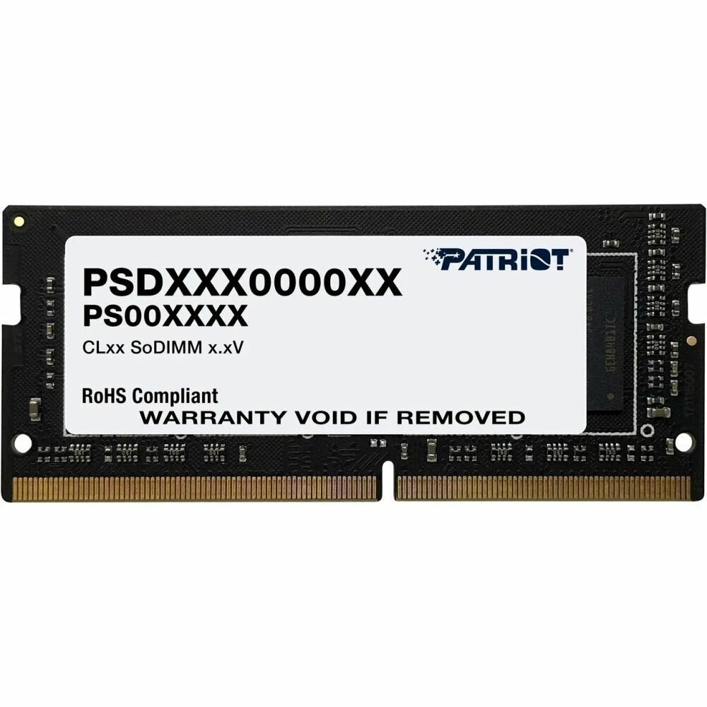 Оперативная память Patriot Signature, DDR4, 8GB (1x8 GB), 3200 MHz, CL22, SO-DIMM