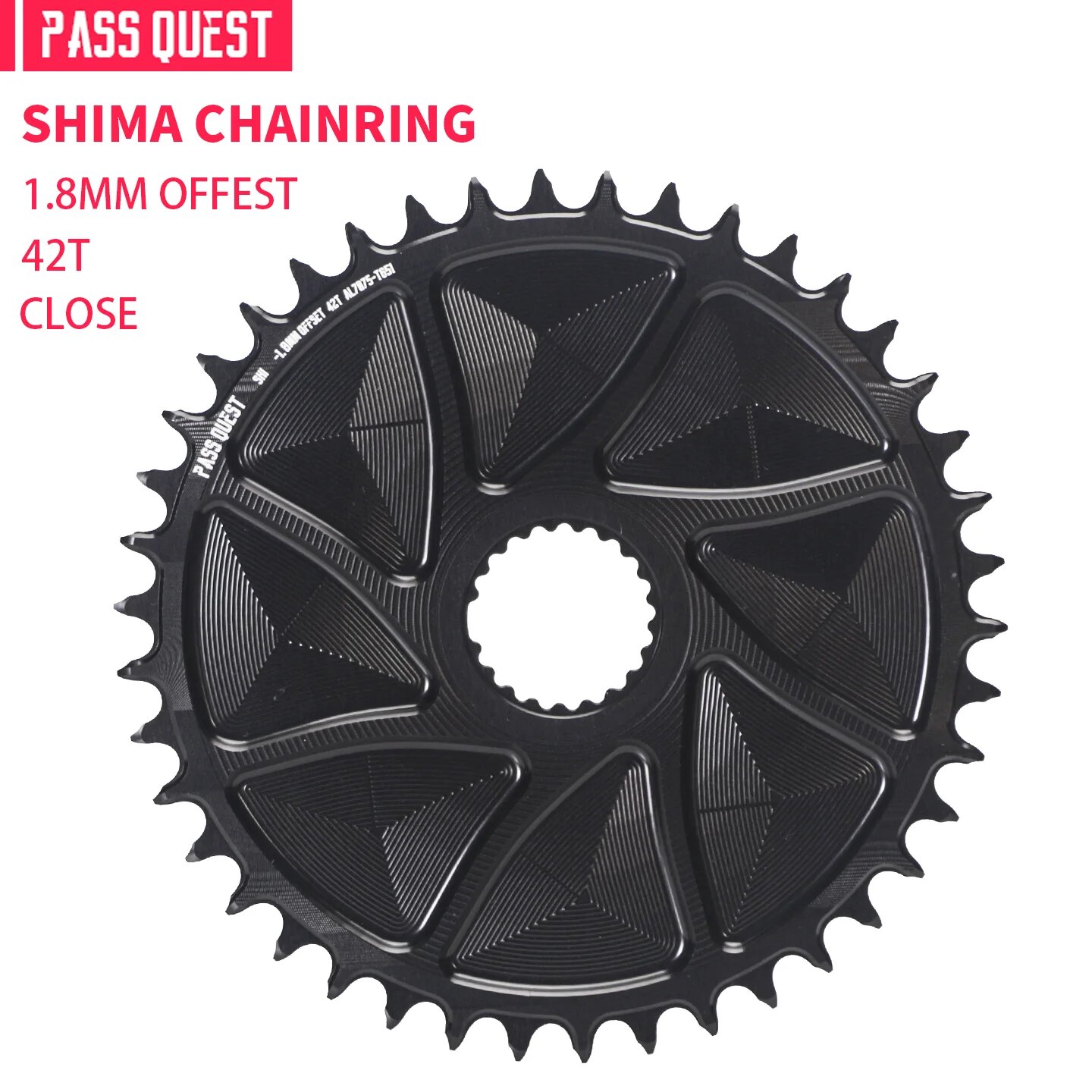PASS QUEST Звездочка Gravel/Road 40-48T Черный, outward 42T Black
