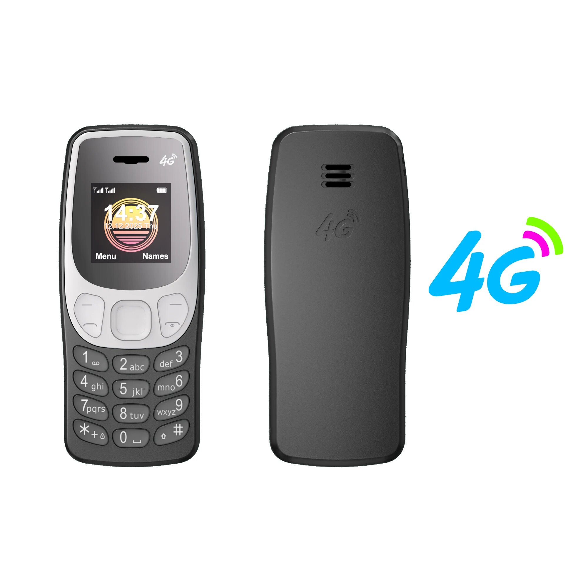 Мобильный Телефон SERVO BM80 4G LTE С Кнопочным Управлением, Ультракомпактный, Черный, Черный, black