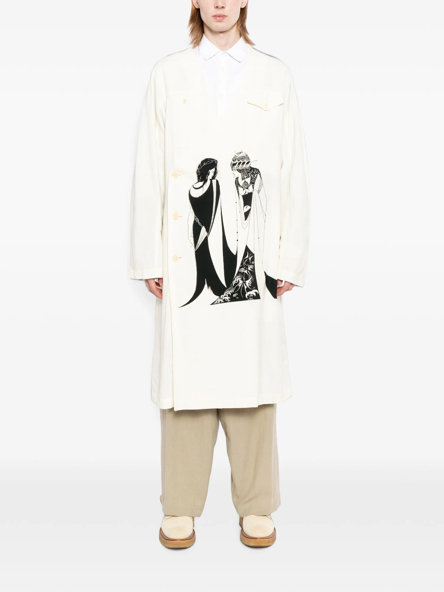 Пальто Yohji Yamamoto Graphic-printed coat, размер 46, разноцветный — фото 1
