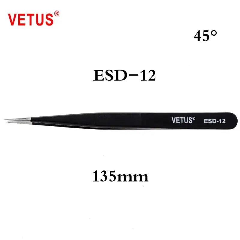 Пинцет VETUS ESD-12 45° 135mm