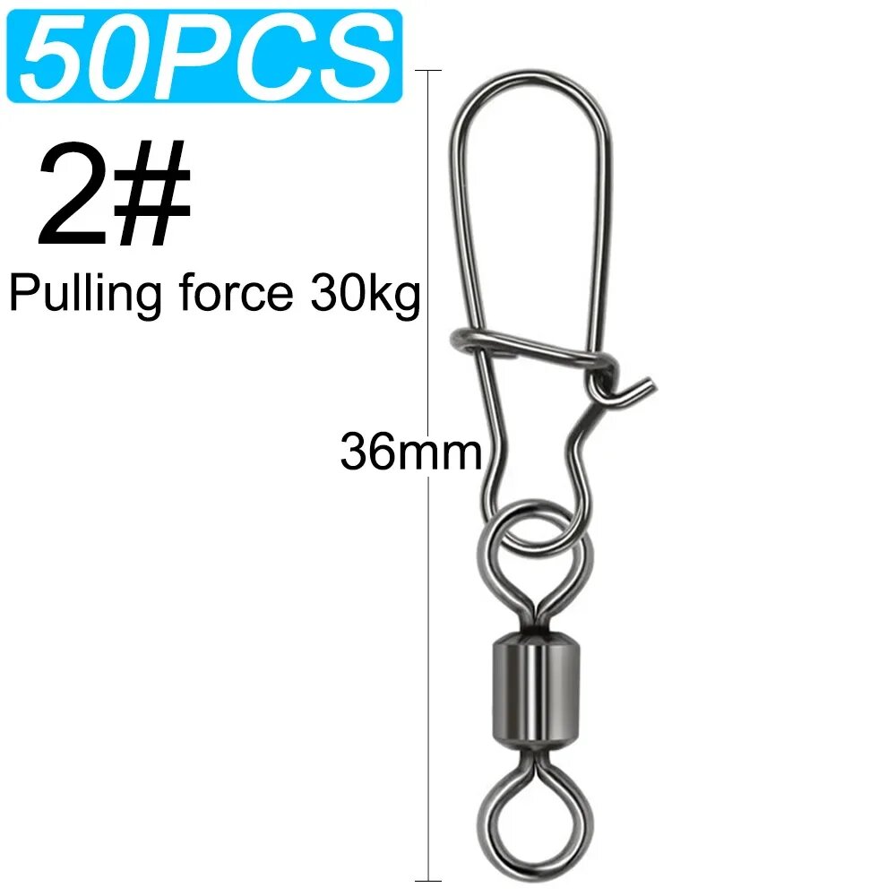 50 шт. Вращающиеся карабины для рыбалки Size 2