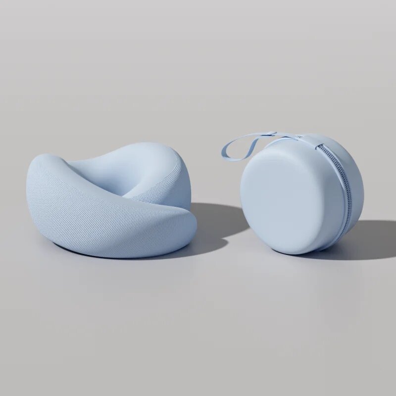 Дорожная подушка для шеи U-образная из memory foam Голубой, Sky blue